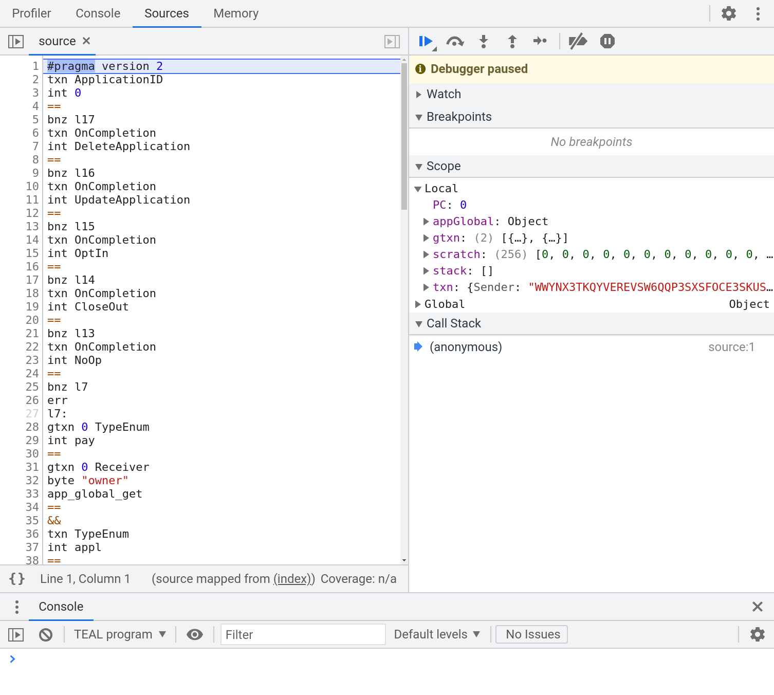 Using the TEAL Debugger to Debug a Smart Contract | Algorand Developer Portal